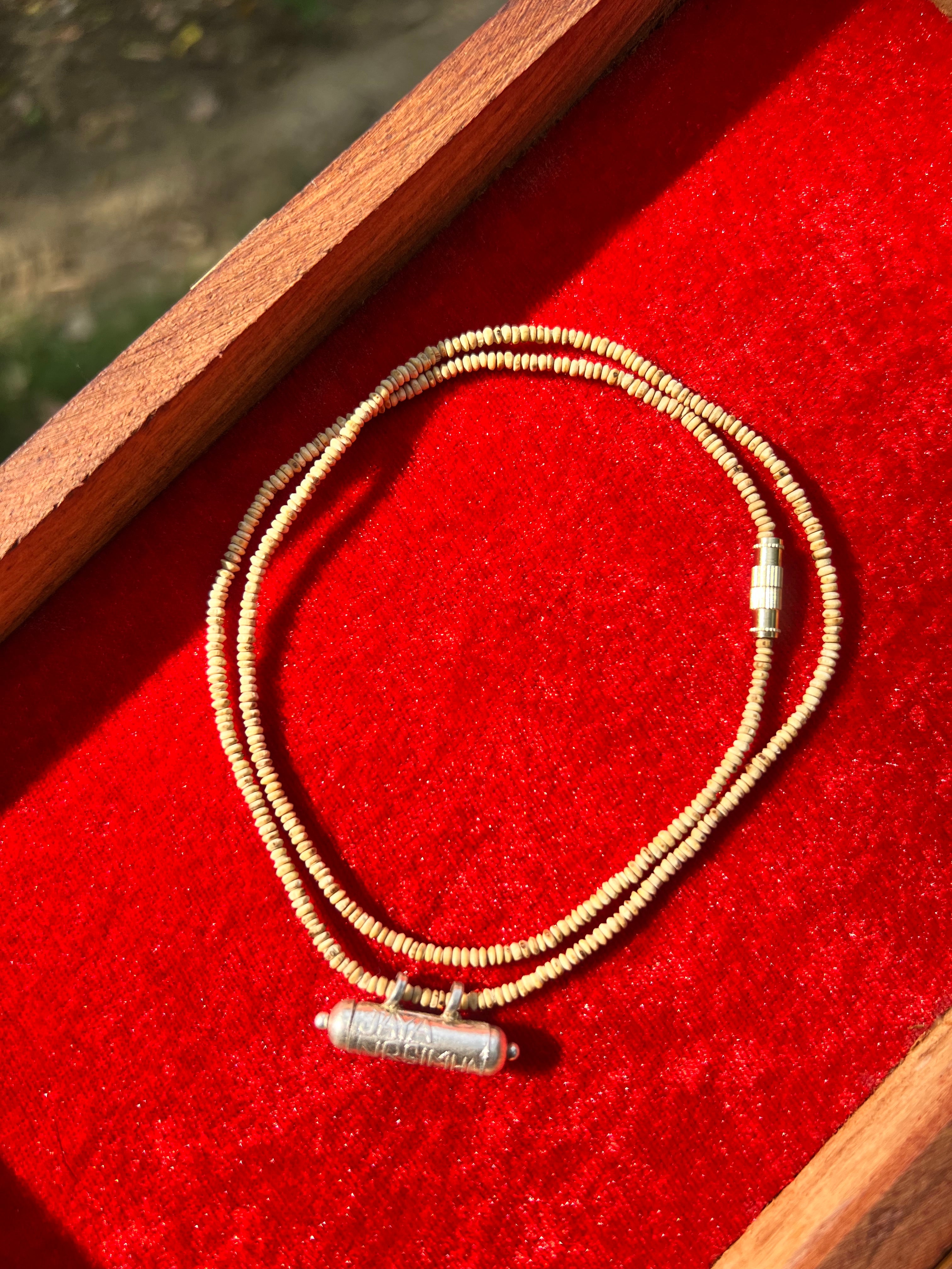 Silver Kavch Fill With Brajraj And Barik Kanthi Mala Original Tulsi Ka ...