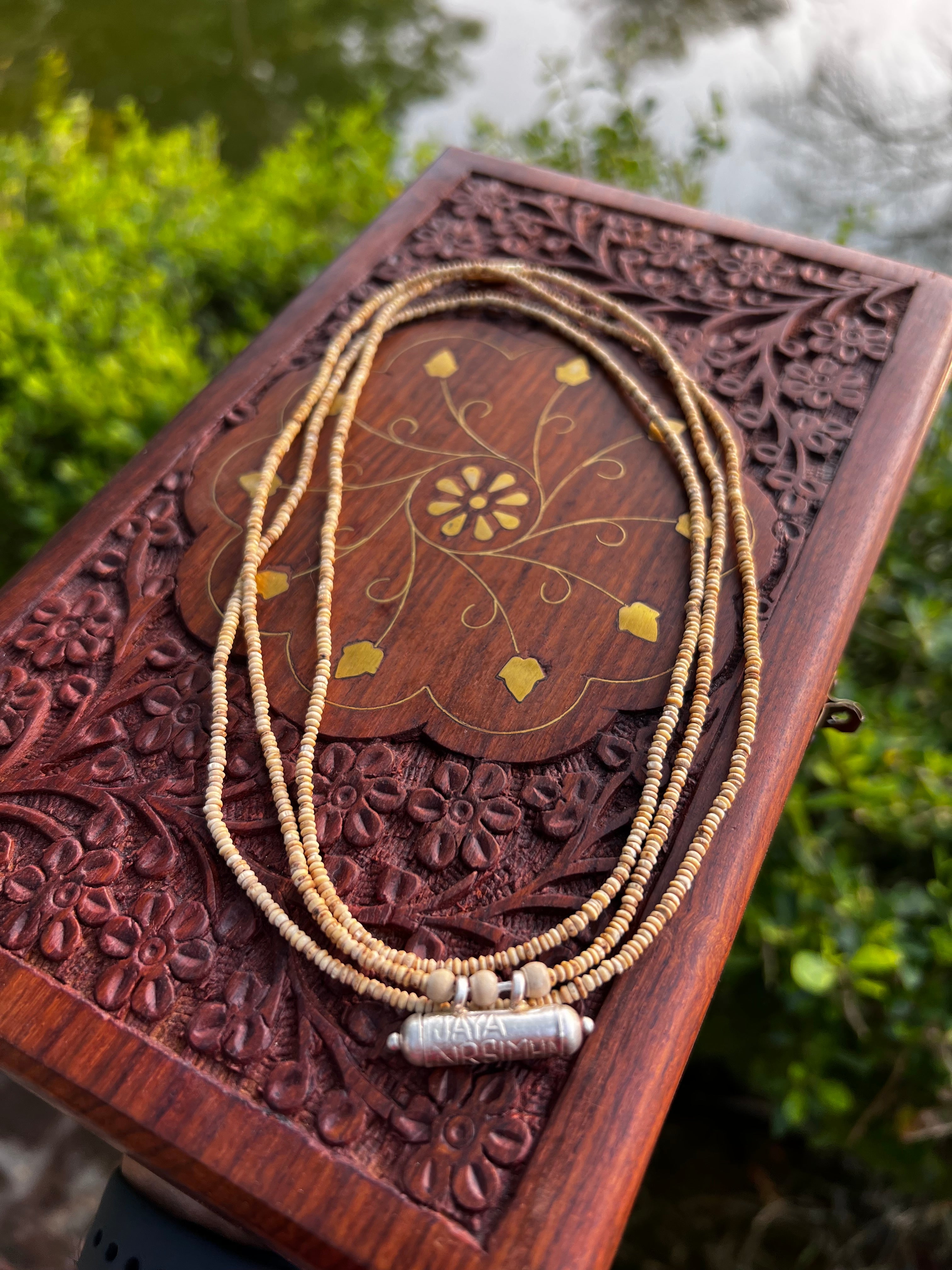 Silver Kavch 3 Round Barik Kanthi Mala Silver Kavch Fill with Brajraj ...